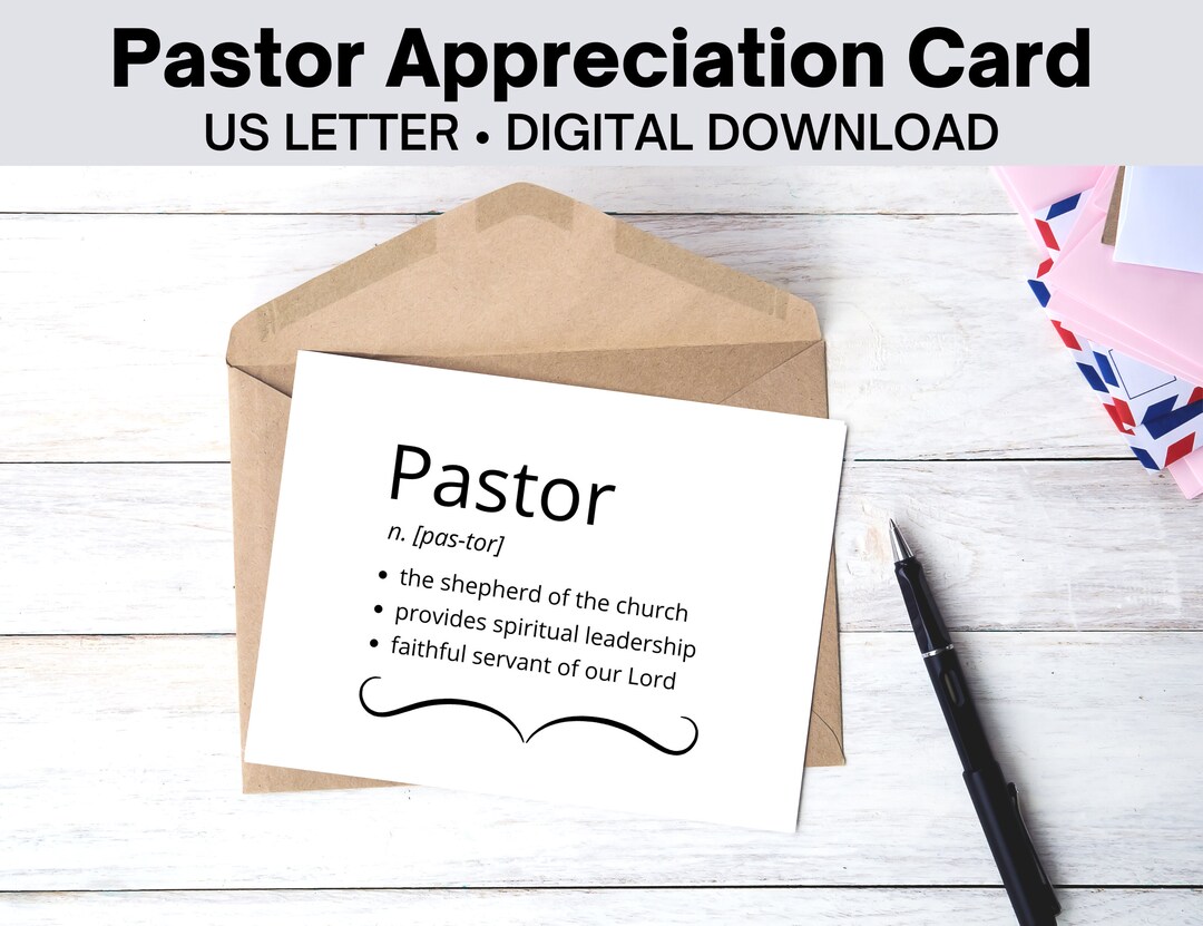 Printable Pastor Appreciation Card Pastor Thank You Card Pastor Card