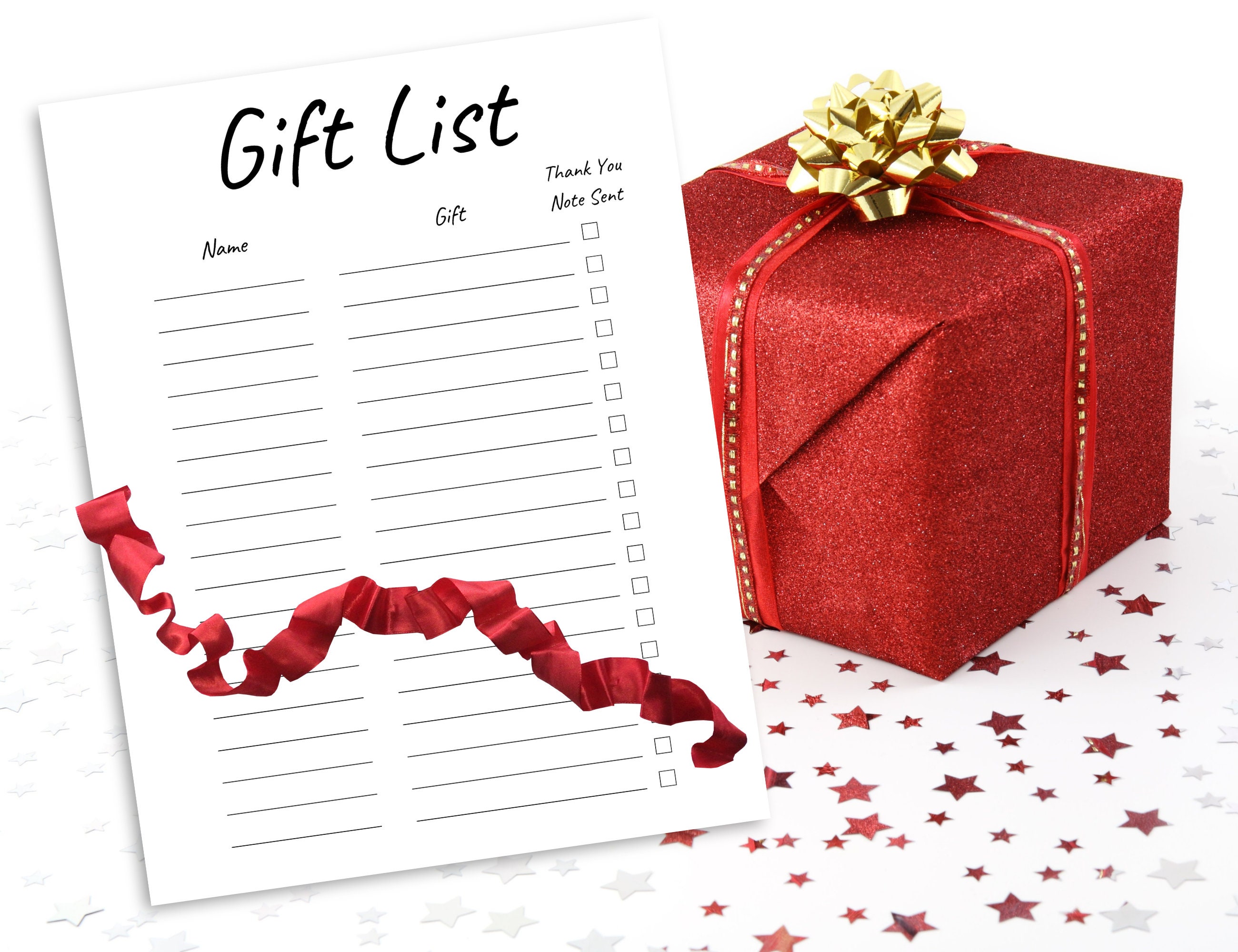 Gift List Printable With Thank You Note Tracker for Any Gift Occasion ...