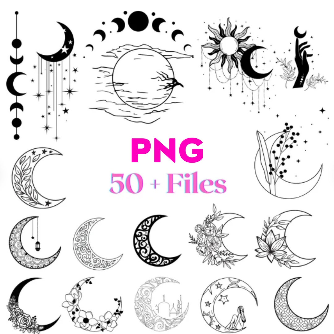 Moon PNG Files. Digital Files for Cricut. Moon Digital Files for Print ...