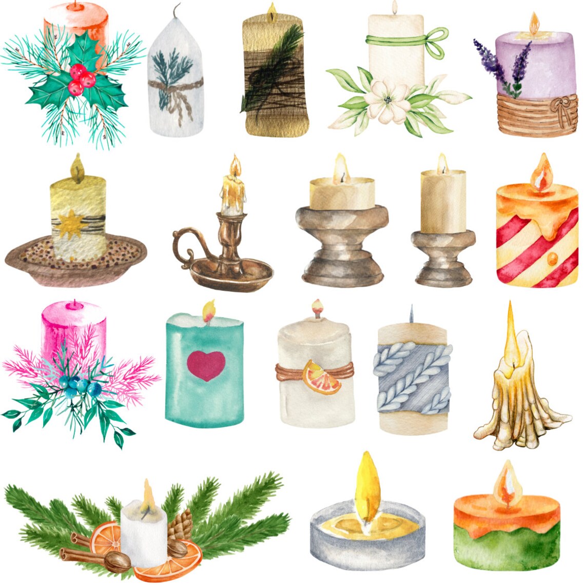72 Watercolor Candles PNG. Candles Files for Cricut. PNG Candles for ...