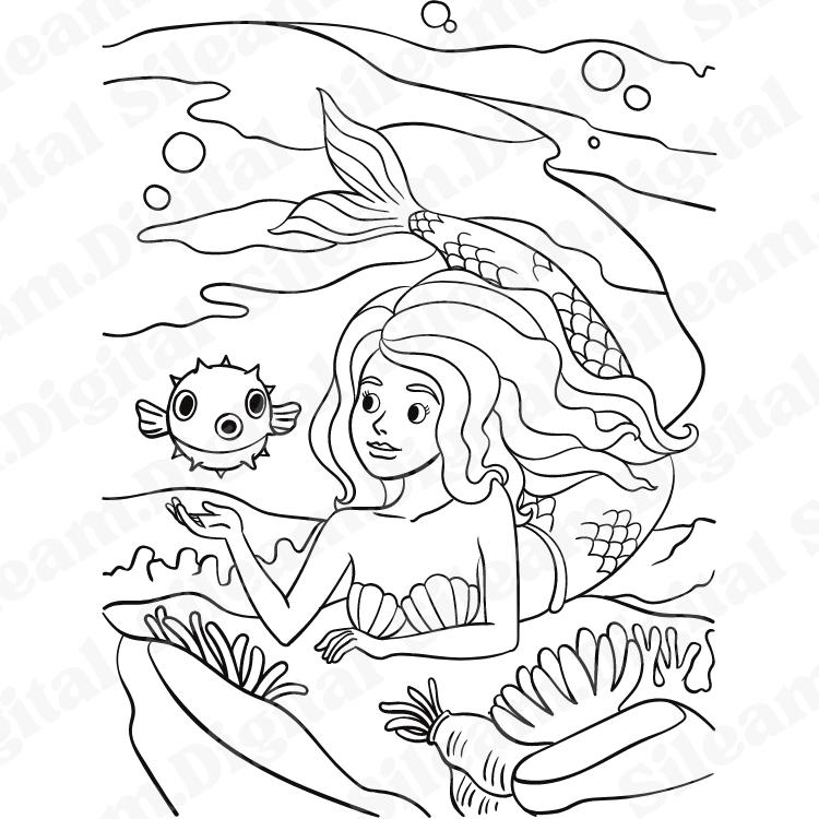 20 Mermaid Coloring Pages for Kids. PDF Download. Digital Coloring ...