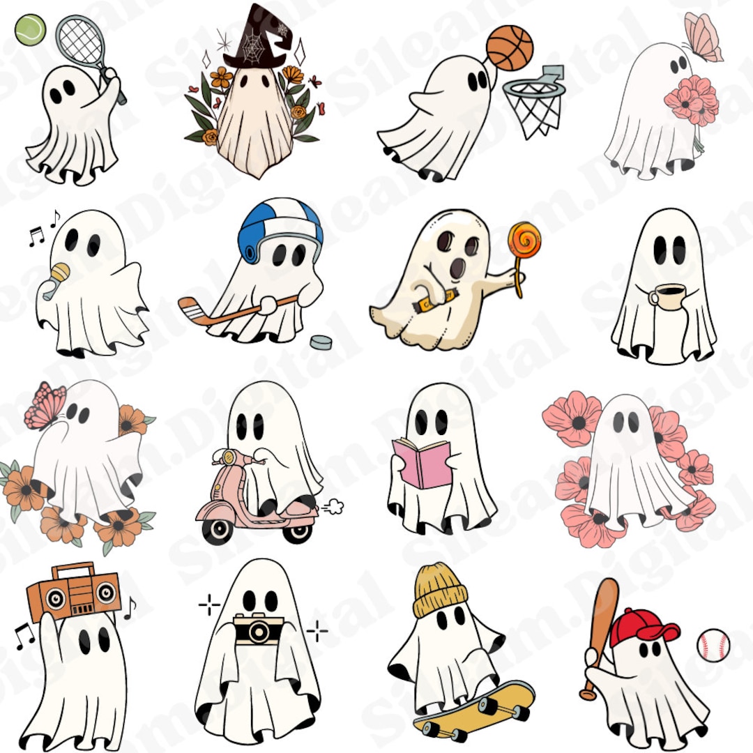 Cute Ghost PNG. Halloween PNG. Sport Ghost Png. Floral Ghost. Music ...