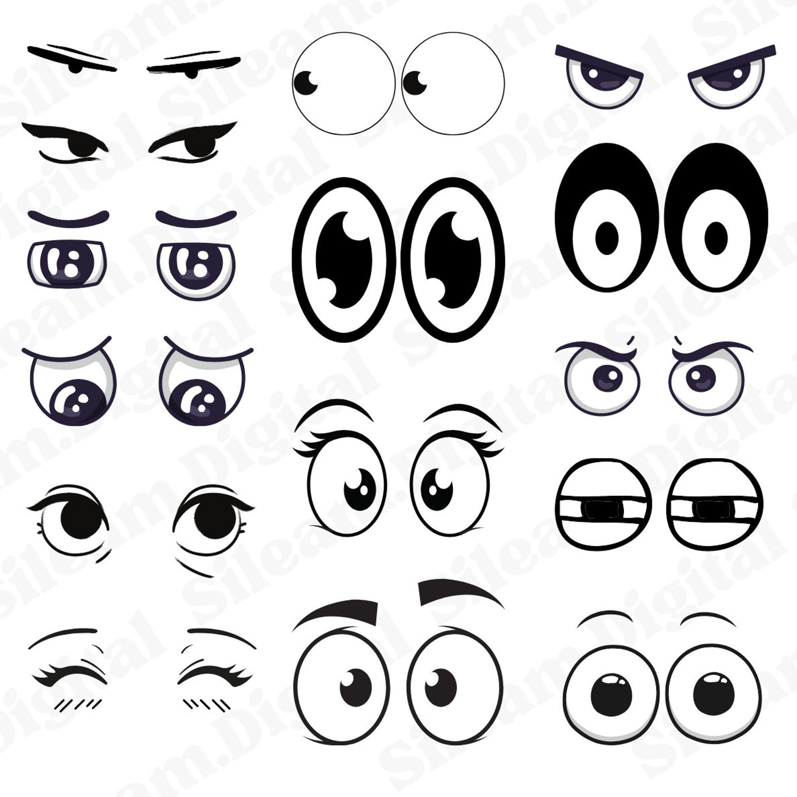 Cartoon Eyes PNG Files. Digital Files for Cricut. Cartoon Eyes - Etsy ...