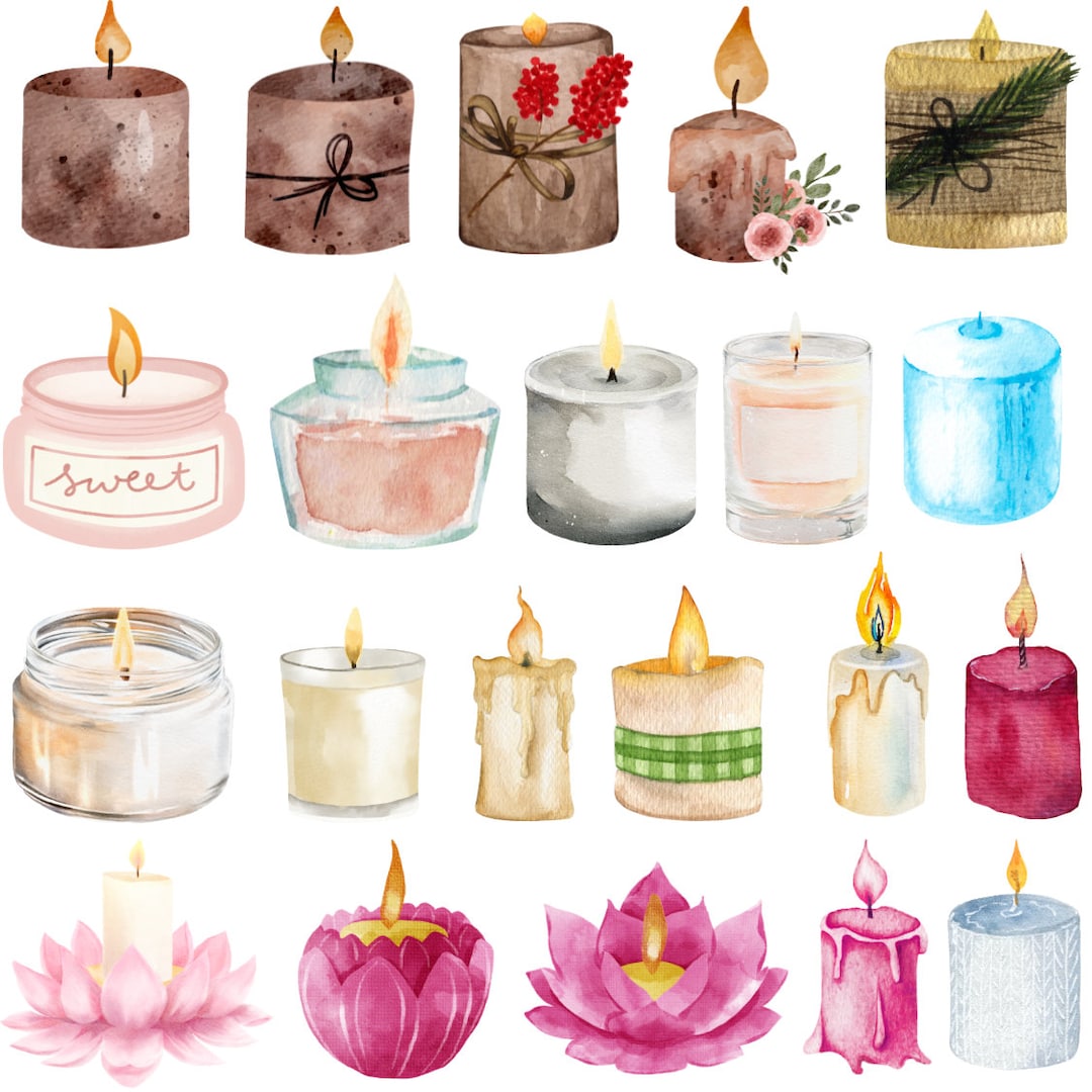 72 Watercolor Candles PNG. Candles Files for Cricut. PNG Candles for ...