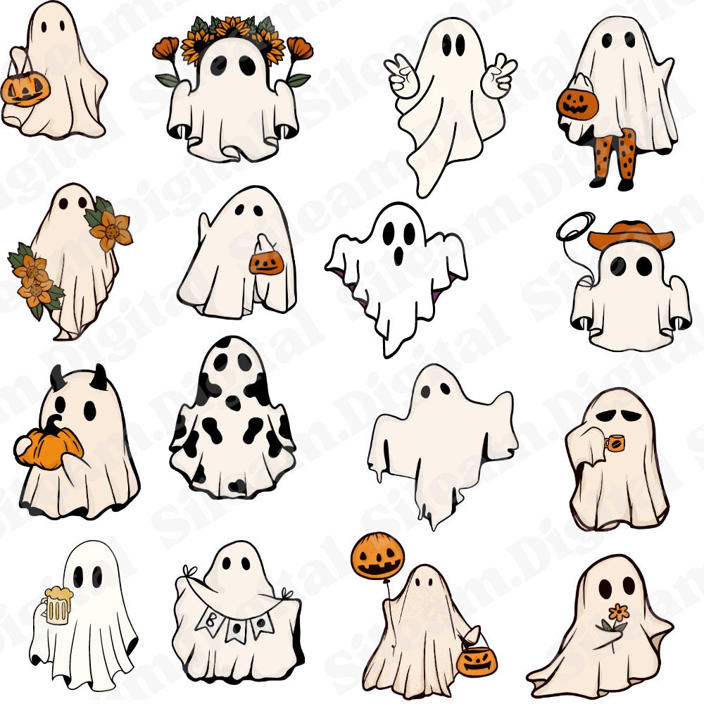 Cute Ghost PNG. Halloween PNG. Sport Ghost Png. Floral Ghost. Music ...