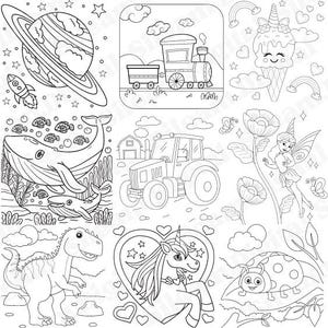 50 Different Coloring Pages for Kids. PDF Download. Digital Coloring ...