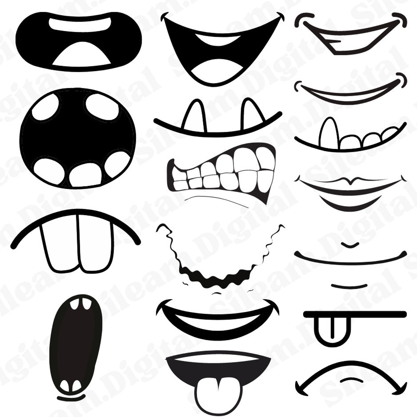 36 Cartoon Mouth PNG Files. Digital Files for Cricut. Cartoon Mouth ...