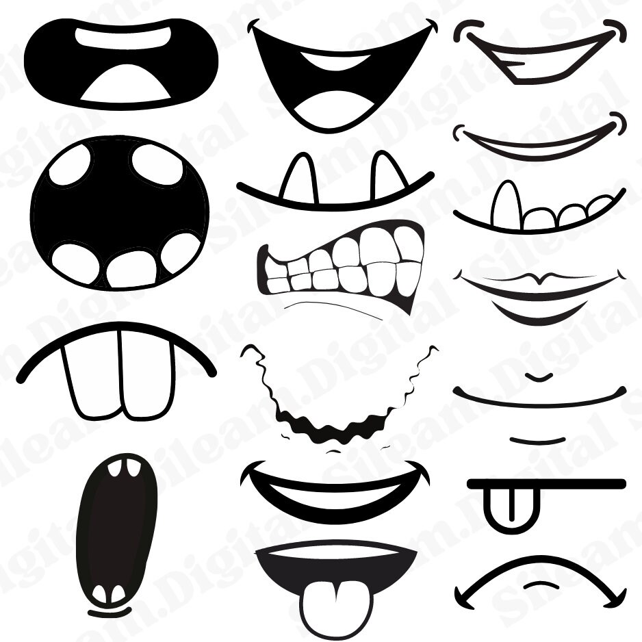 36 Cartoon Mouth PNG Files. Digital Files for Cricut. Cartoon Mouth ...