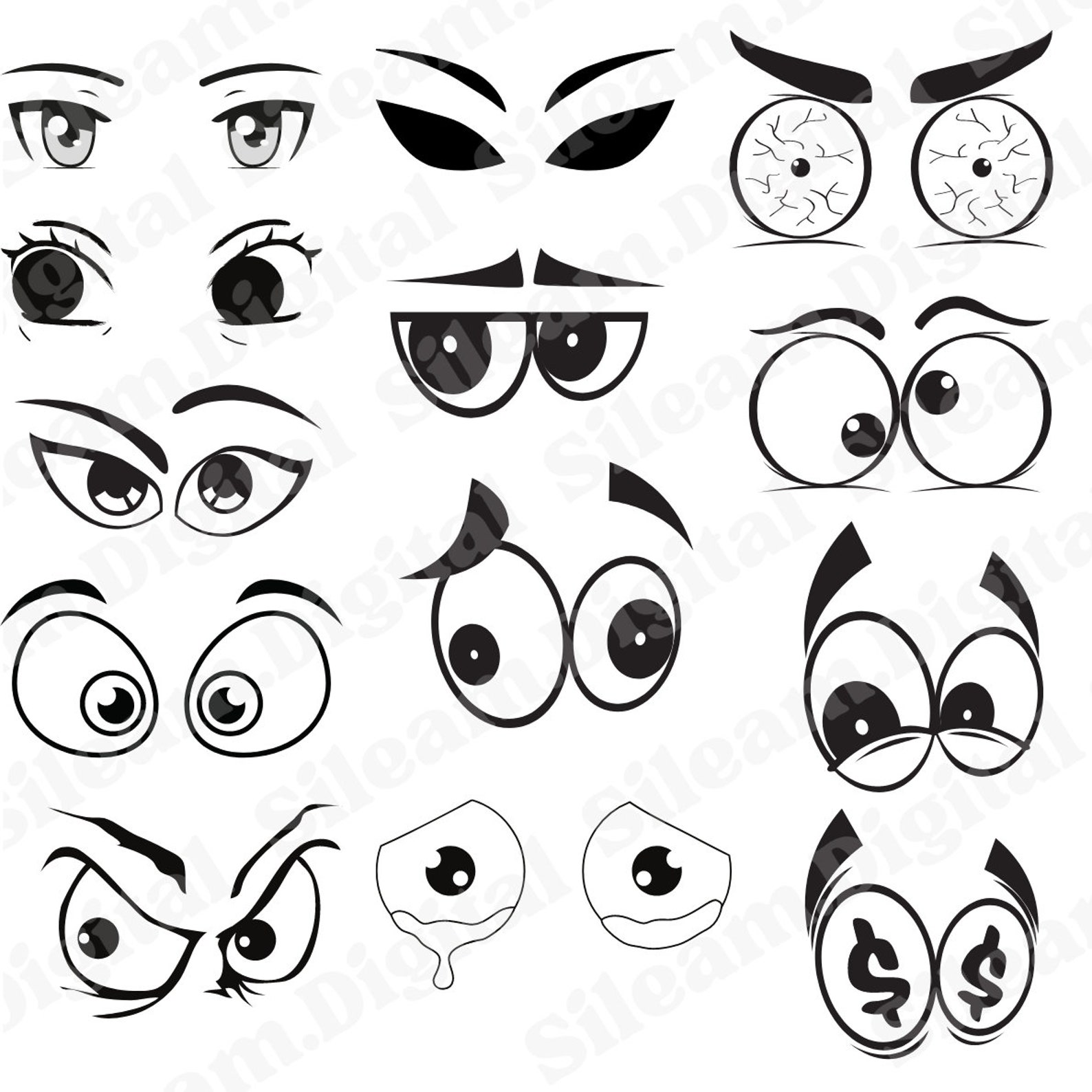 Cartoon Eyes PNG Files. Digital Files for Cricut. Cartoon Eyes - Etsy ...