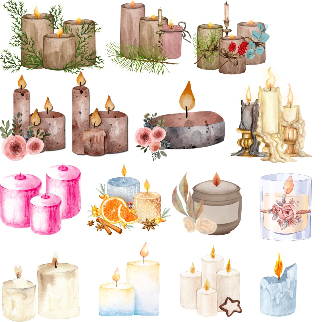 72 Watercolor Candles PNG. Candles Files for Cricut. PNG Candles for ...