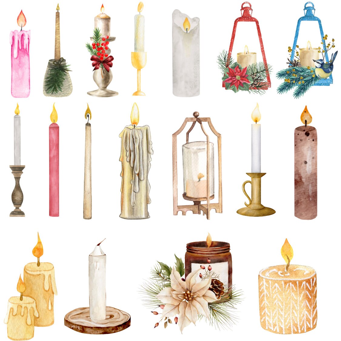 72 Watercolor Candles PNG. Candles Files for Cricut. PNG Candles for ...