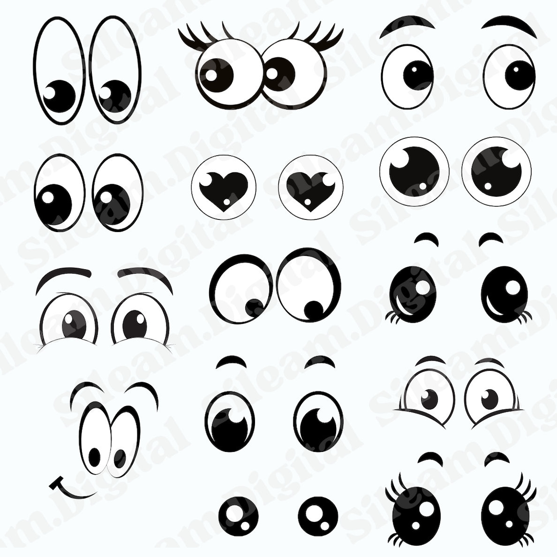 Cartoon Eyes PNG Files. Digital Files for Cricut. Cartoon Eyes Digital ...