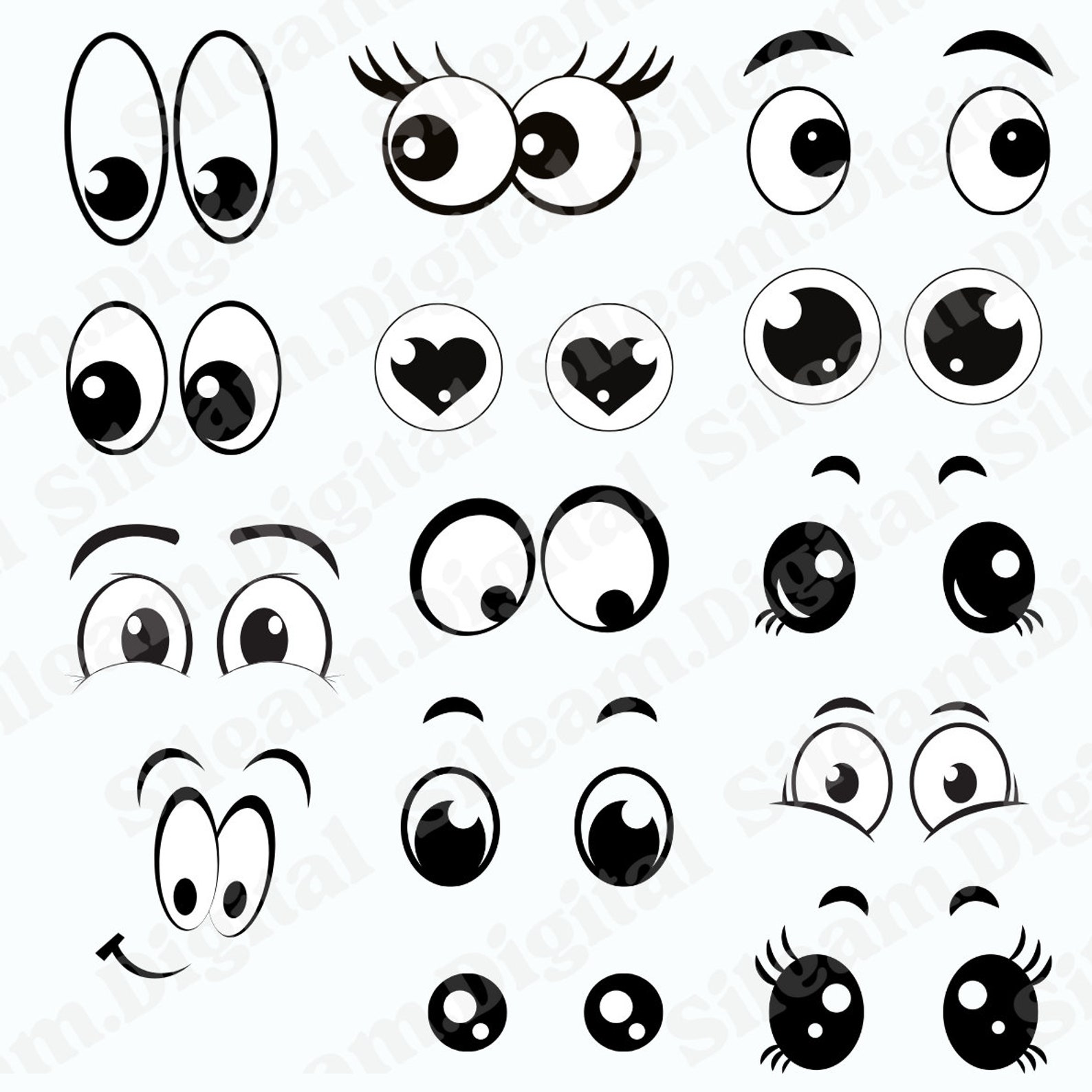 Cartoon Eyes PNG Files. Digital Files for Cricut. Cartoon Eyes Digital ...
