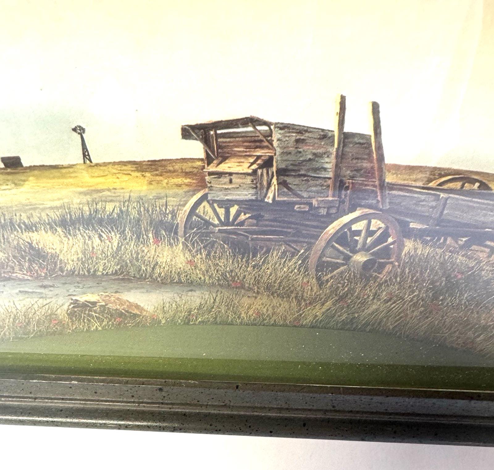 William Hoffman Print Framed "vintage Wagon in Field W/windmill" Custom ...