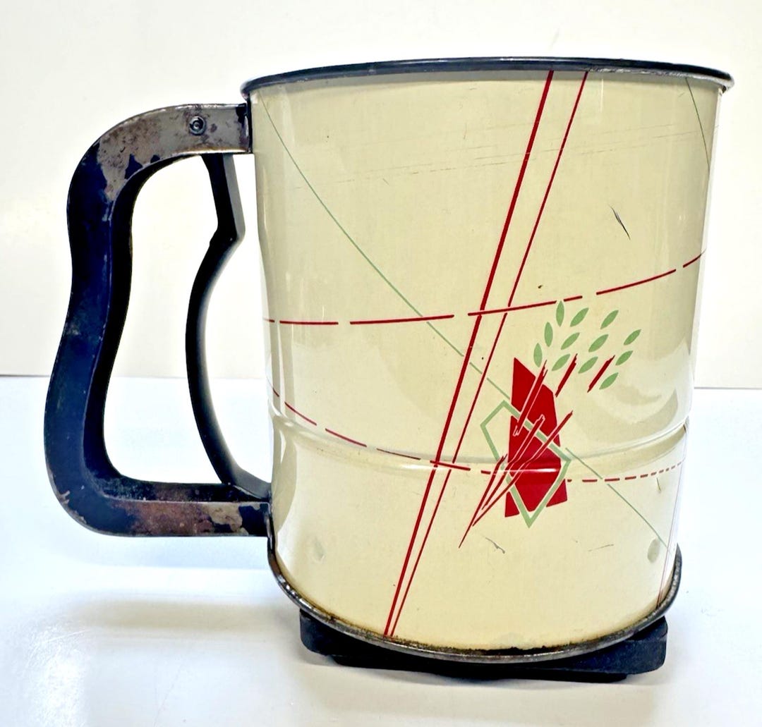 Androck Hand-i-sift Triple Flour Sifter Retro Abstract Red Green Design ...