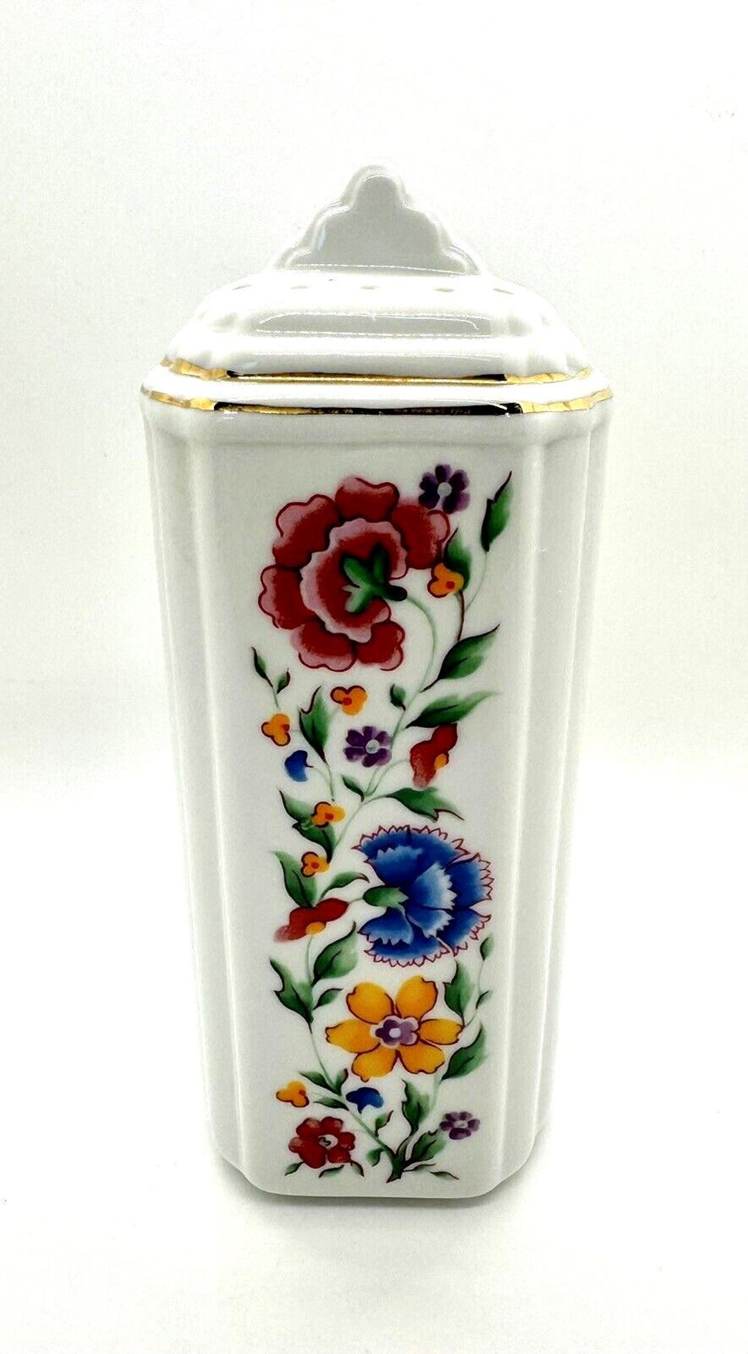 Porcelain Floral Vintage Powder Jar Cottage Core Kitchen Cinnamon Sugar ...