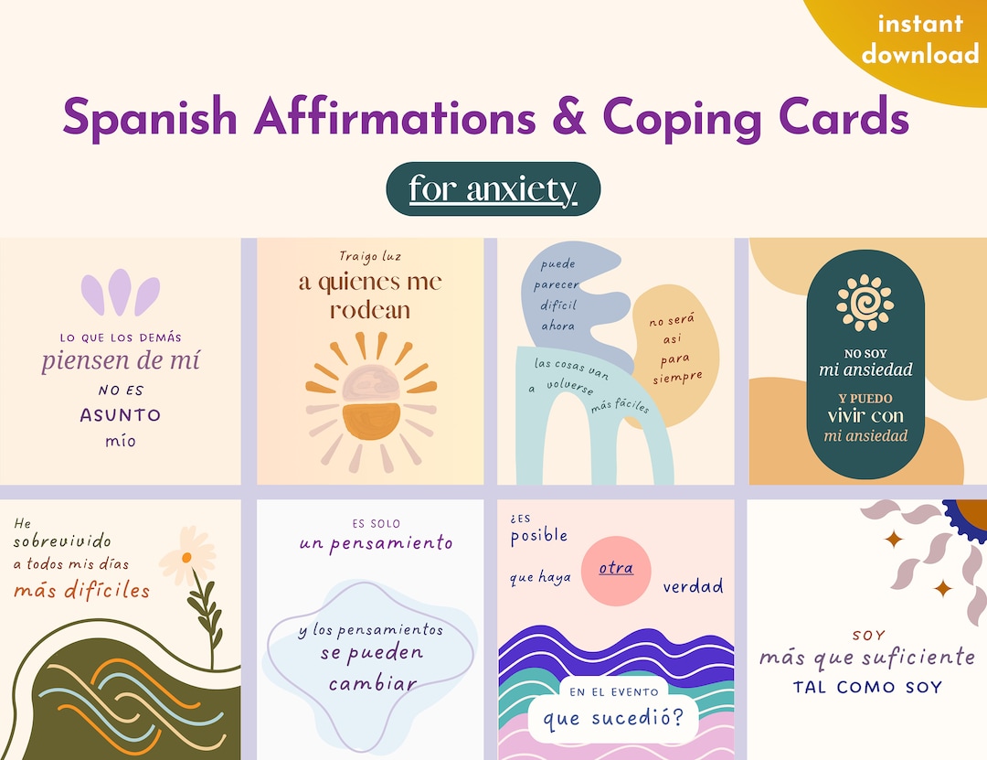 Spanish Anxiety Affirmation, Coping and Grounding Techniques for Kids ...