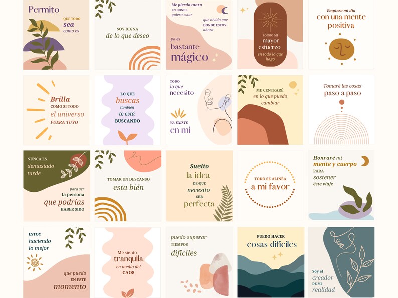 Empoderar tarjetas de afirmación en español para niñas y mujeres Citas ...