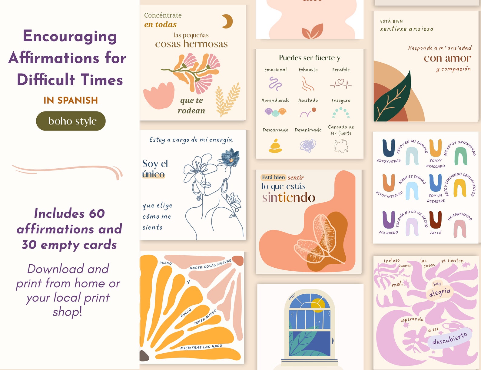 Spanish Healing Coping Cards for Difficult Moments | Overcome Anxiety ...