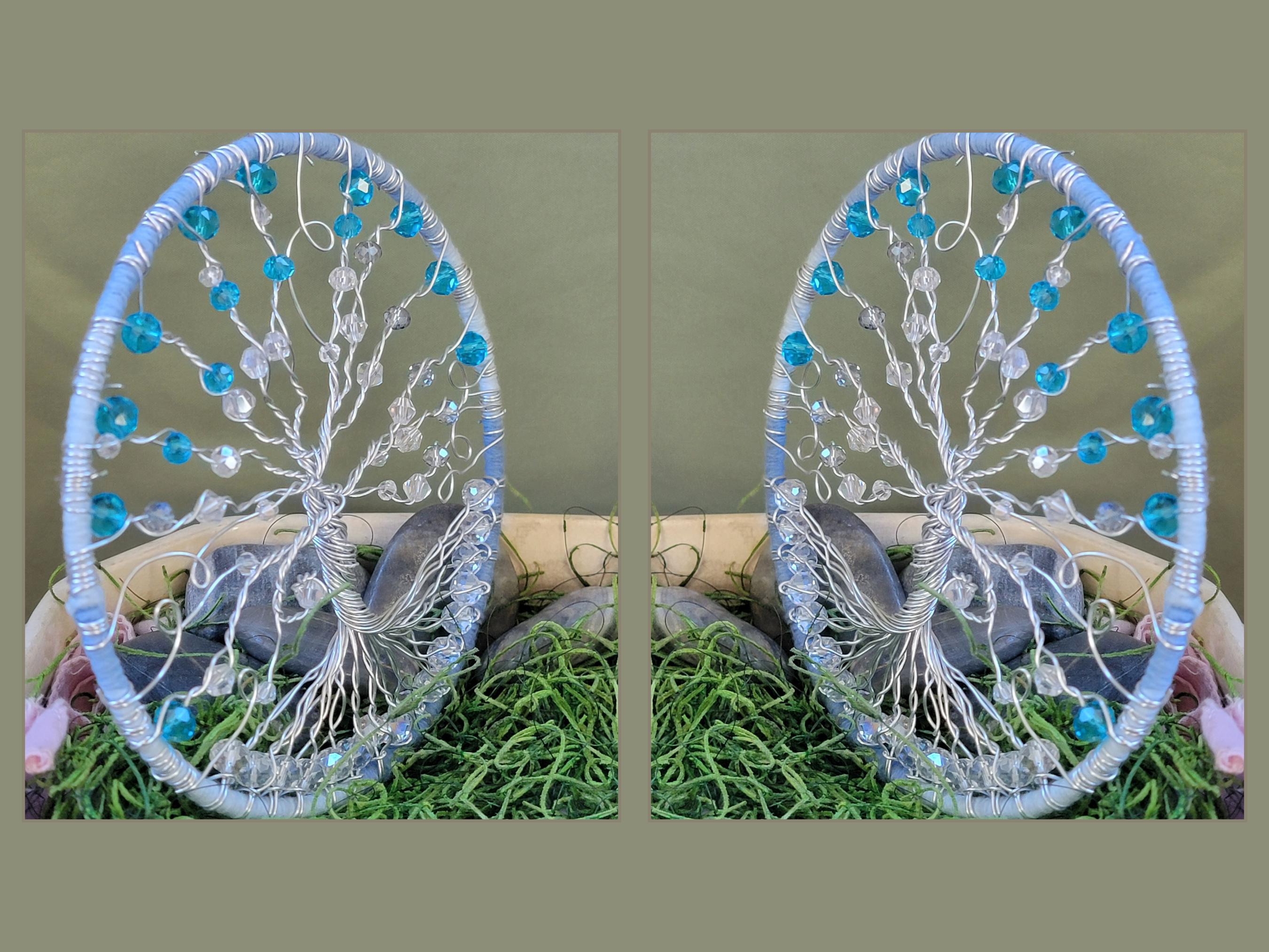 Winter Theme Wire Wrapped Tree, Frosty Landscape Wall Decor, Indoor ...