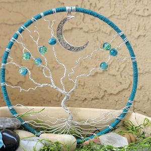 Blue Moon Tree of Life Suncatcher, Filigree Crescent Moon Accent Wall ...