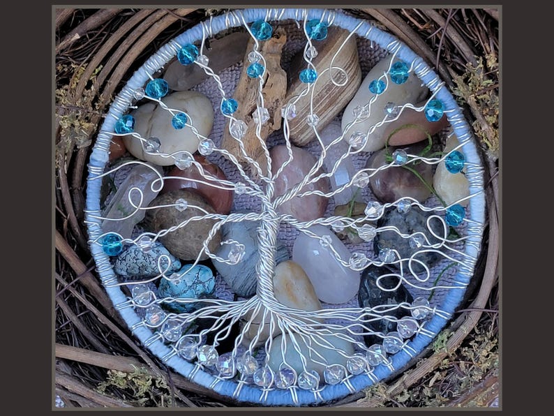 Winter Theme Wire Wrapped Tree, Frosty Landscape Wall Decor, Indoor ...