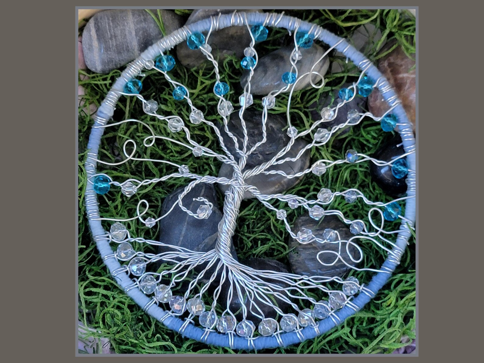 Winter Theme Wire Wrapped Tree, Frosty Landscape Wall Decor, Indoor ...