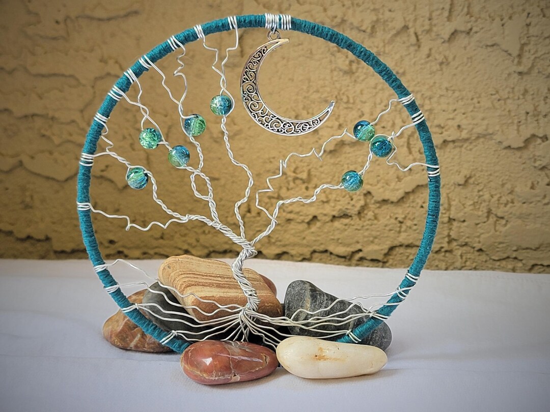 Blue Moon Tree of Life Suncatcher, Filigree Crescent Moon Accent Wall ...