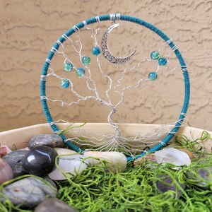 Blue Moon Tree of Life Suncatcher, Filigree Crescent Moon Accent Wall ...