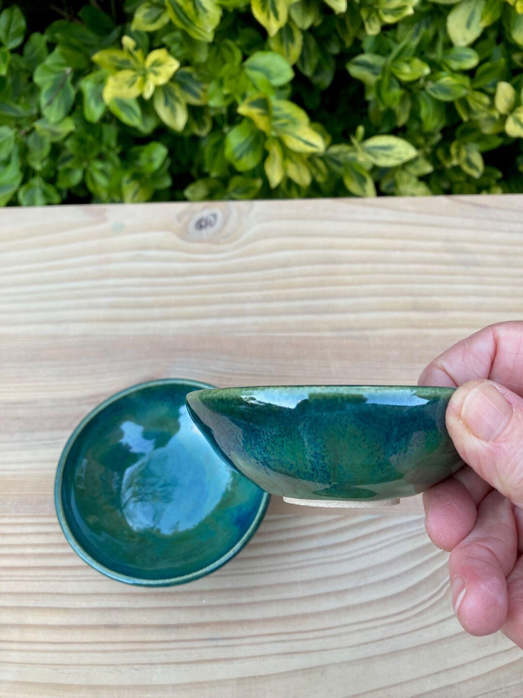 Pair of Tiny Handmade Ceramic Bowls for Dips and Olives in Rainforest ...