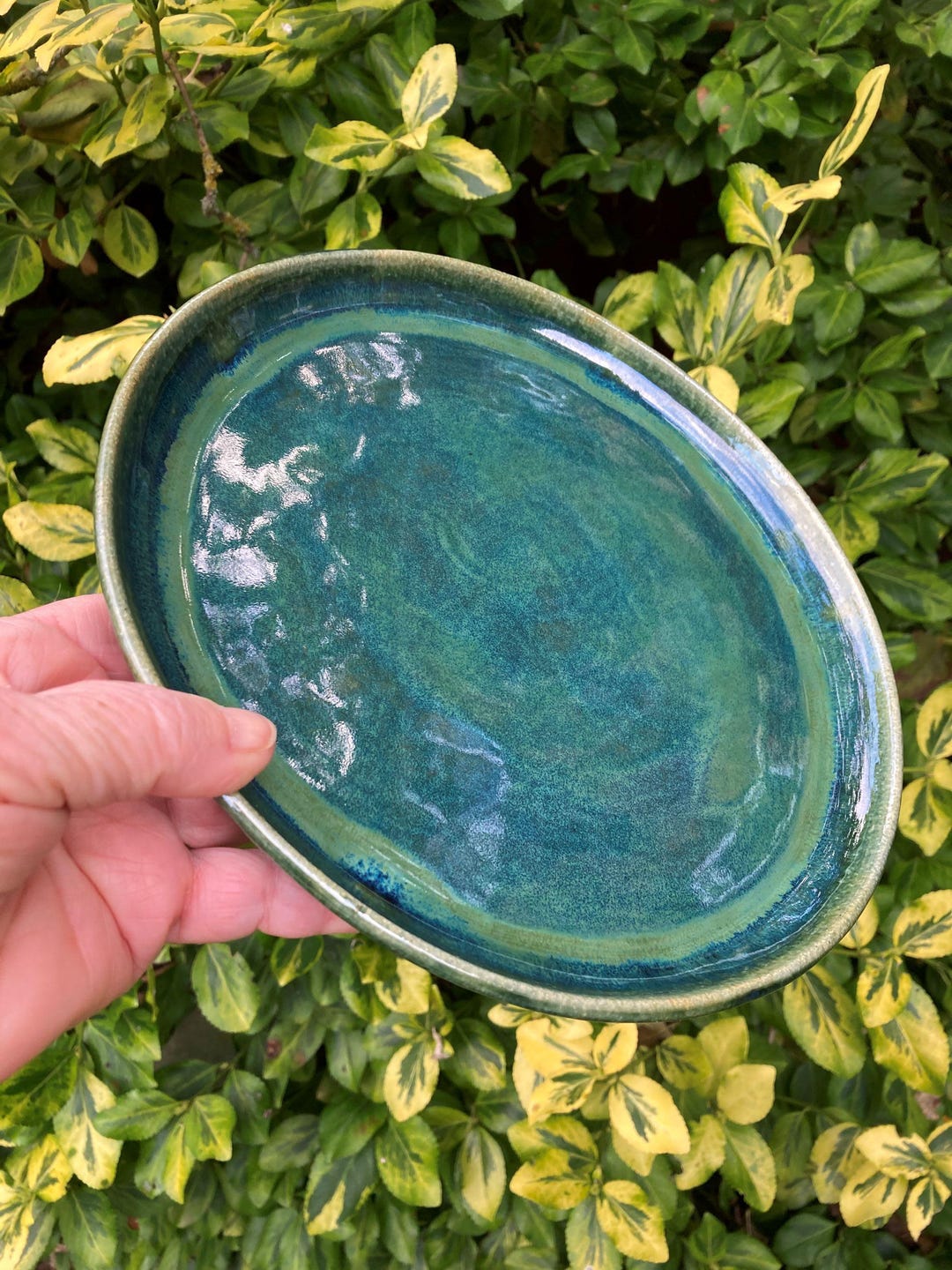 Ceramic Lunch Plate, Rainforest Green, Handmade Pottery - Etsy