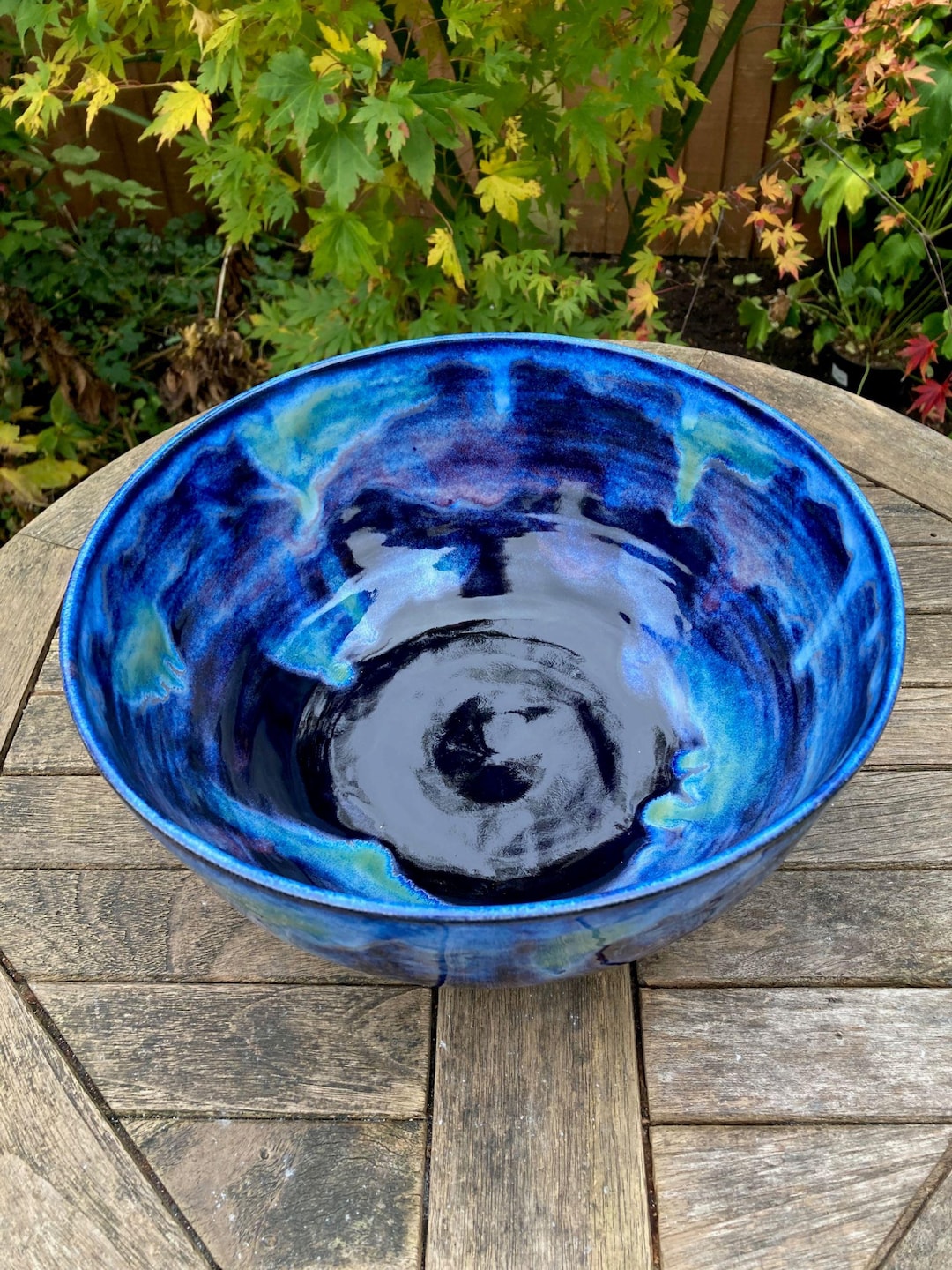 Extra Large Ceramic Bowl, Cobalt Blue, Handmade Fruit Bowl, Serving ...