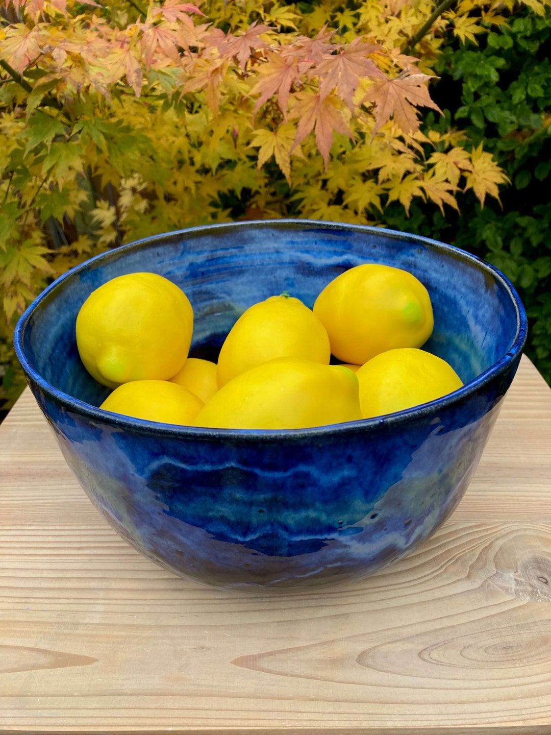 Extra Large Ceramic Bowl, Cobalt Blue, Handmade Fruit Bowl, Serving ...