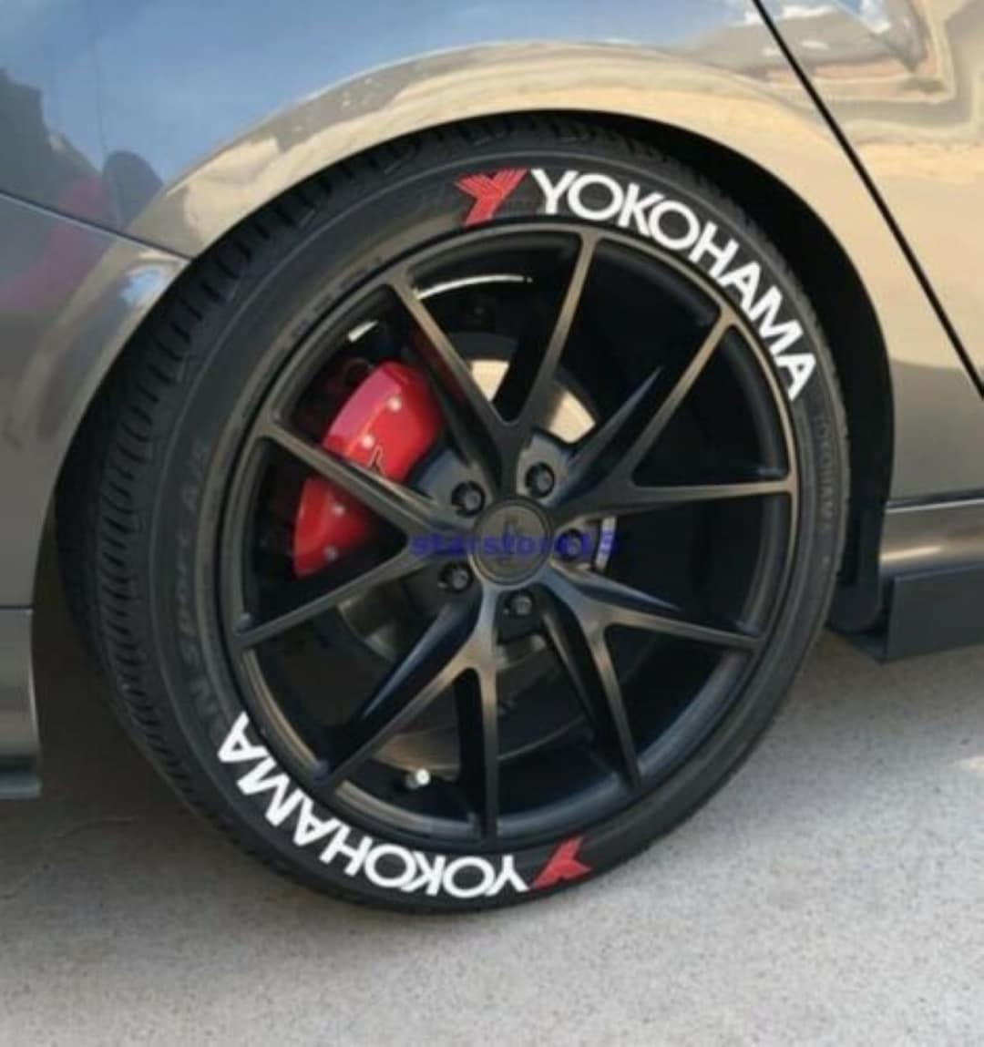 Permanent Yokohama Tire Lettering Stickers 1.25 for 14 to 22 8 Pcs Kit ...