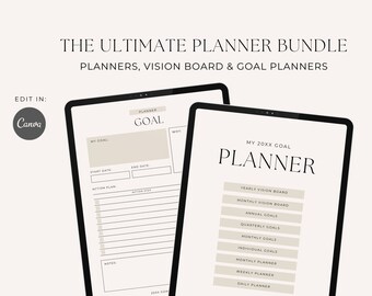 Goal Planner and Vision Board, Editable Vision Board Printable, 2023 ...