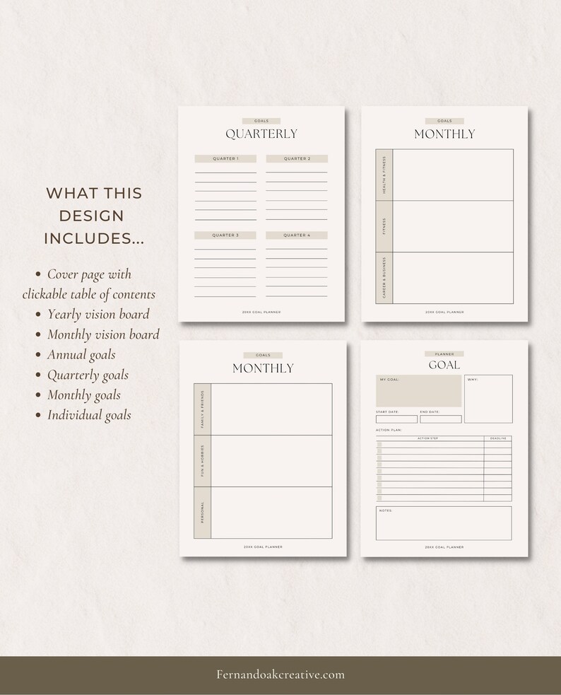 Goal Planner and Vision Board, Editable Vision Board Printable, 2023 ...