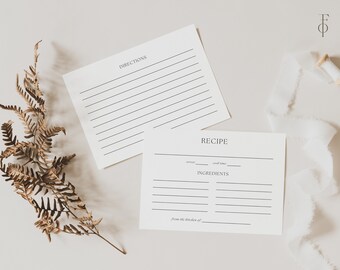 Minimalist Recipe Card Template, Editable Minimalist Recipe Card ...