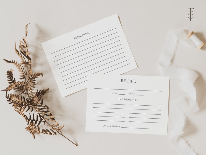 Minimalist Recipe Card Template Bridal Shower Recipe Request - Etsy