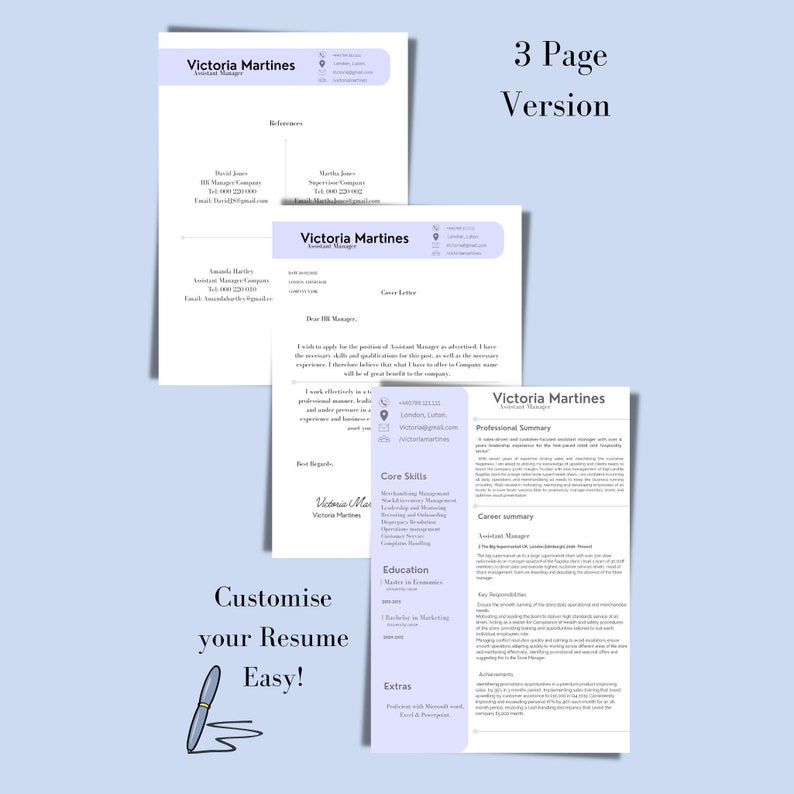 Resume Cv Template Digital Template Modern Resume Templates - Etsy