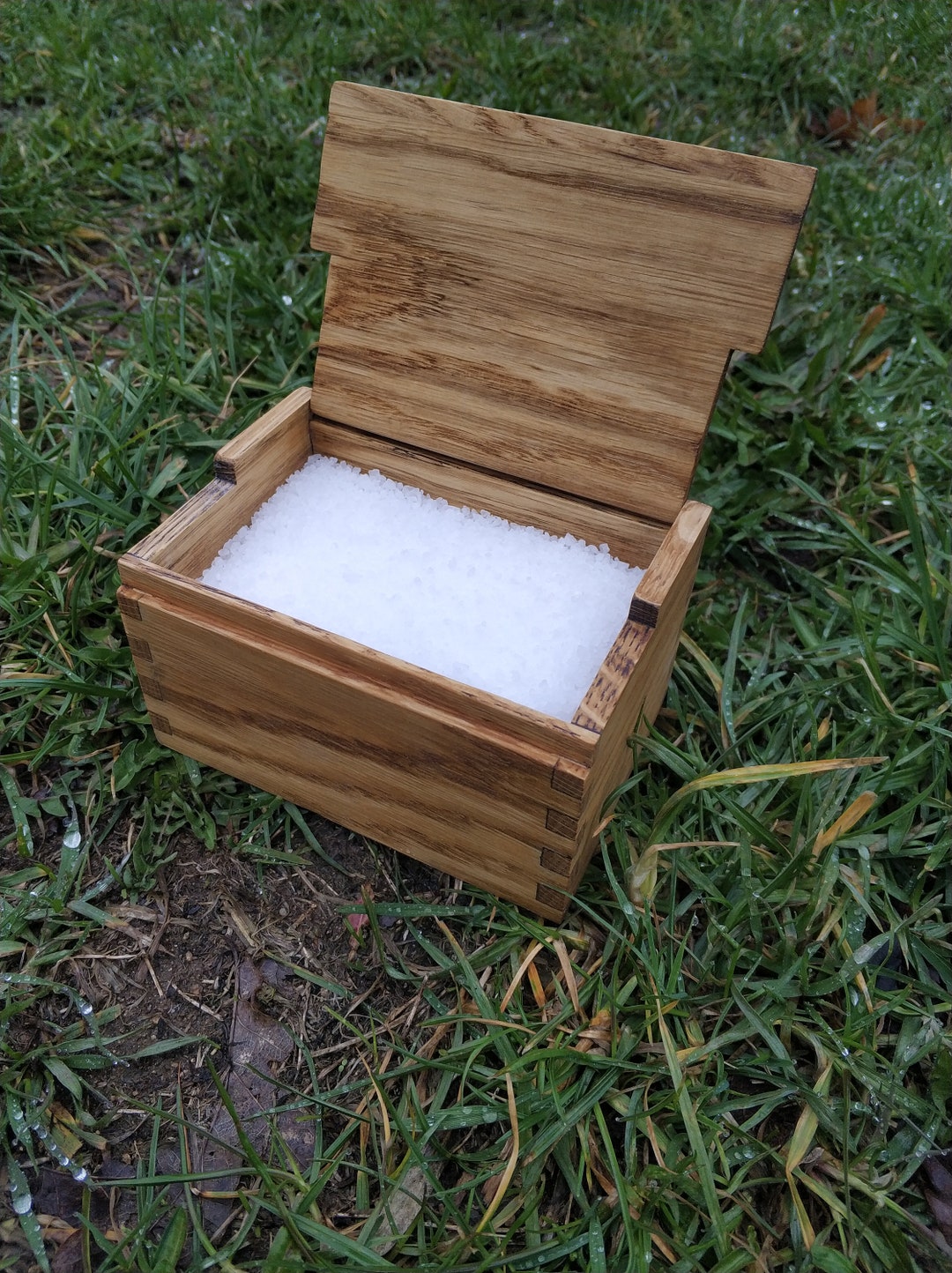 Salt Box Keepsake Box Wooden Salt Cellar Oak Wood - Etsy