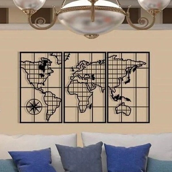 3 Pieces World Map - Etsy