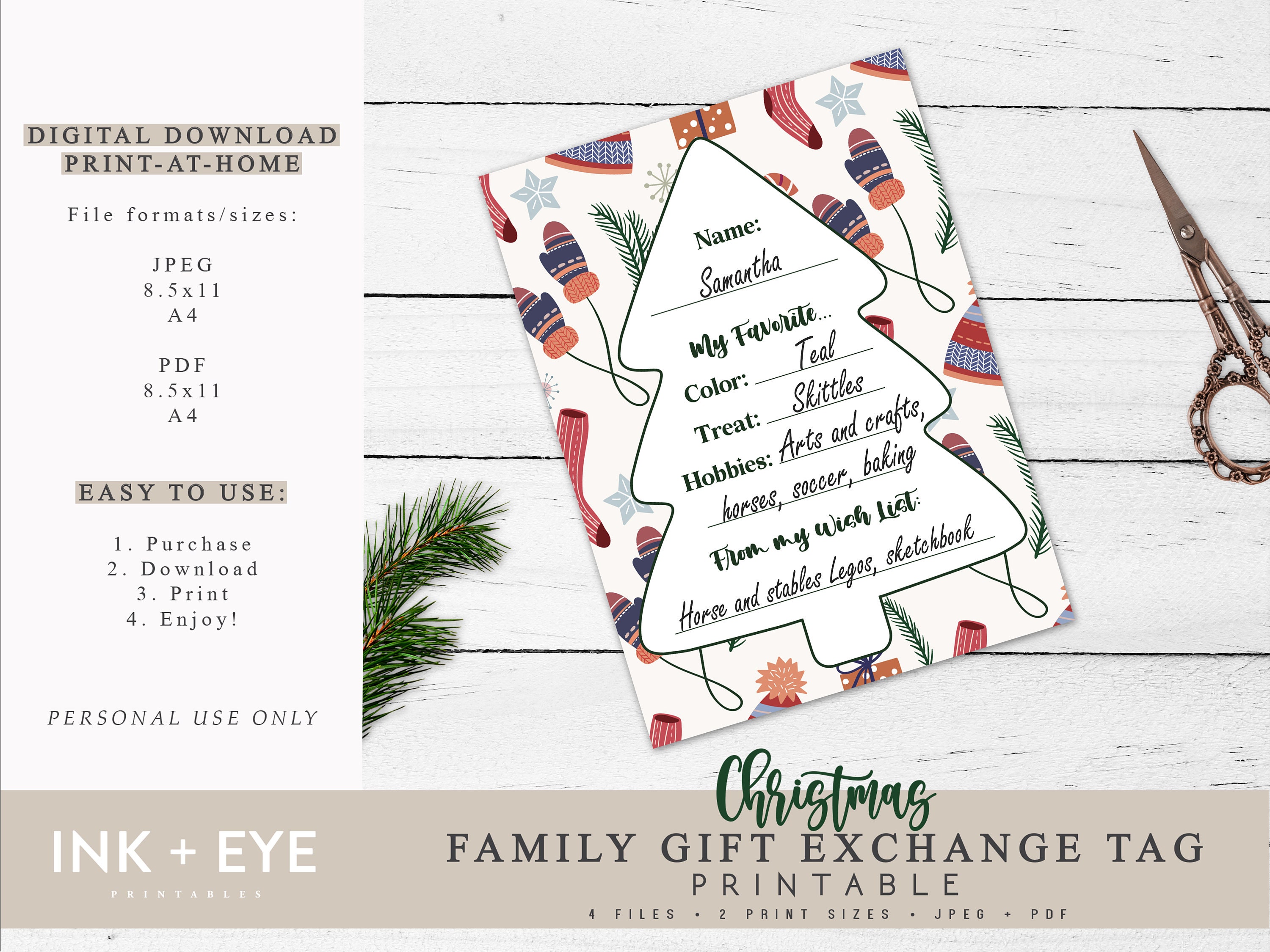 Christmas Gift Exchange Printable, Secret Santa Gift Exchange Tag ...