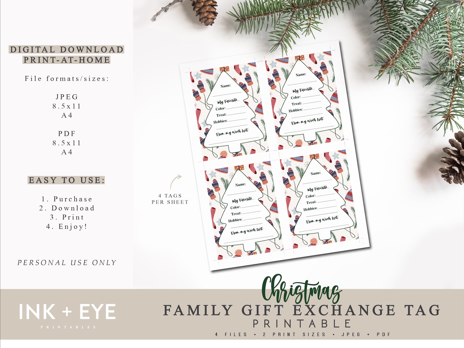 Christmas Gift Exchange Printable, Secret Santa Gift Exchange Tag ...