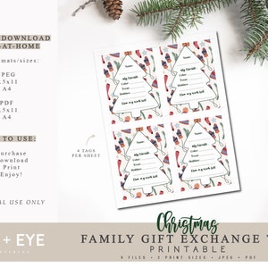 Christmas Gift Exchange Printable, Secret Santa Gift Exchange Tag ...