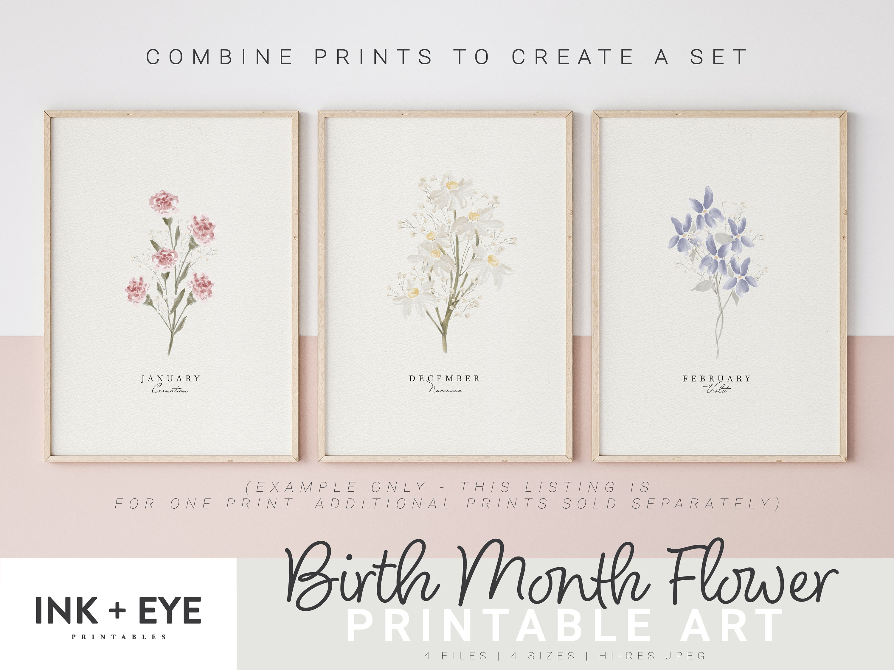 July Birth Month Flower Printable, Watercolor Larkspur, Digital ...