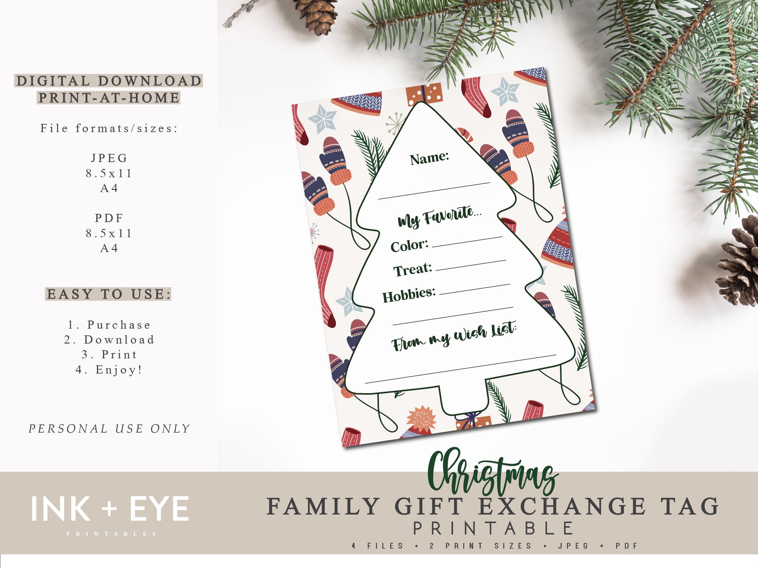 Christmas Gift Exchange Printable, Secret Santa Gift Exchange Tag ...