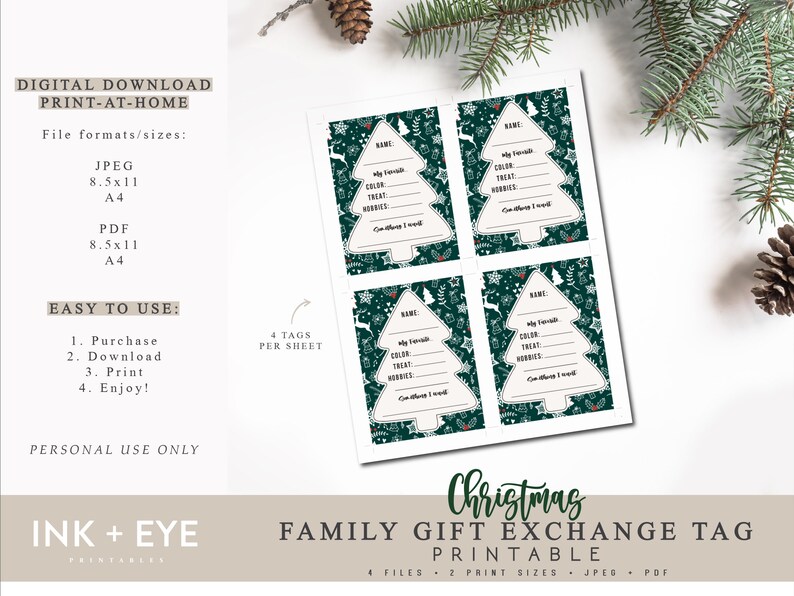 Christmas Gift Exchange Printable, Secret Santa Gift Exchange Tag ...