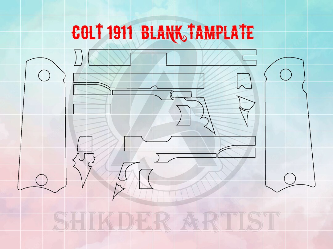 Colt 1911 Gun Blank Template Ai 8, Svg, Dxf, Png, Pdf, Laser Cut File ...