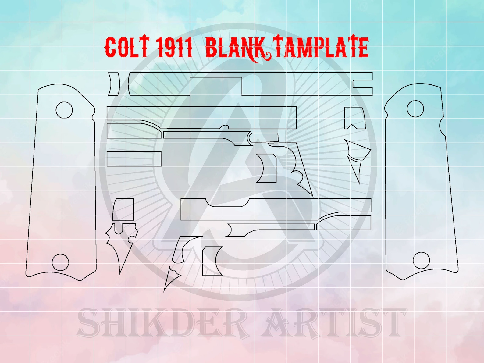 Colt 1911 Gun Blank Template Ai 8, Svg, Dxf, Png, Pdf, Laser Cut File ...