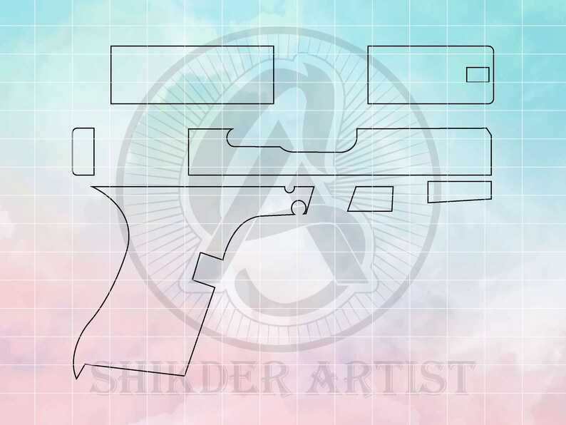 Glock 26 Gen 3 Gun Blank Template Ai 8, Svg, Dxf, Png, Pdf, Laser Cut ...